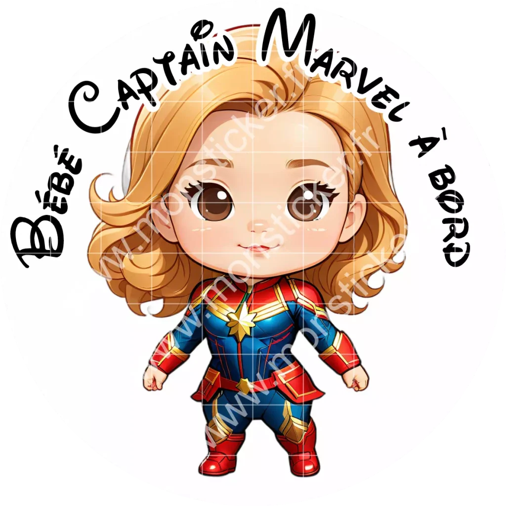 Autocollant Bébé à bord, Captain Marvel – www.monsticker.fr